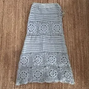 Vintage | Skirts | Vintage 6s70s Handmade Light Blue Crochet Skirt ...